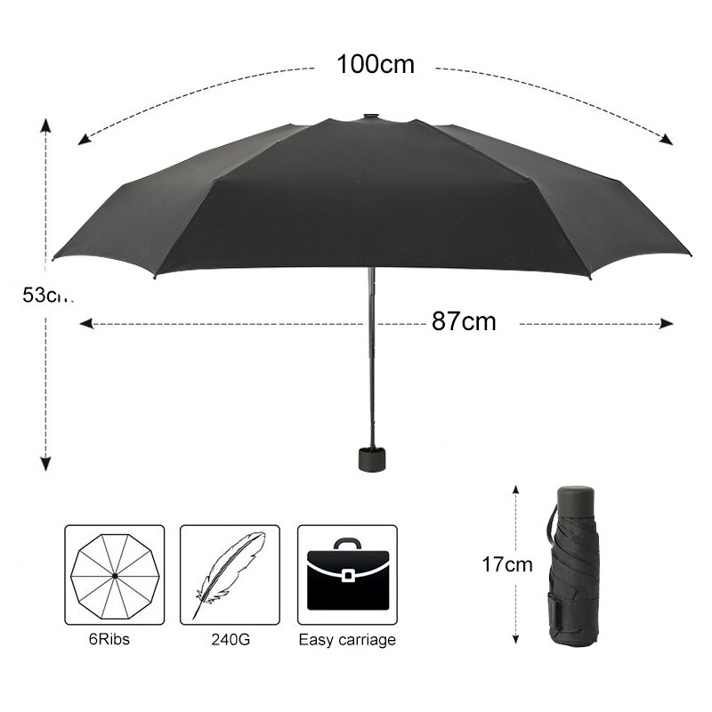 Small Ultra light 5 Folding Umbrella Rain Women Me... – Grandado