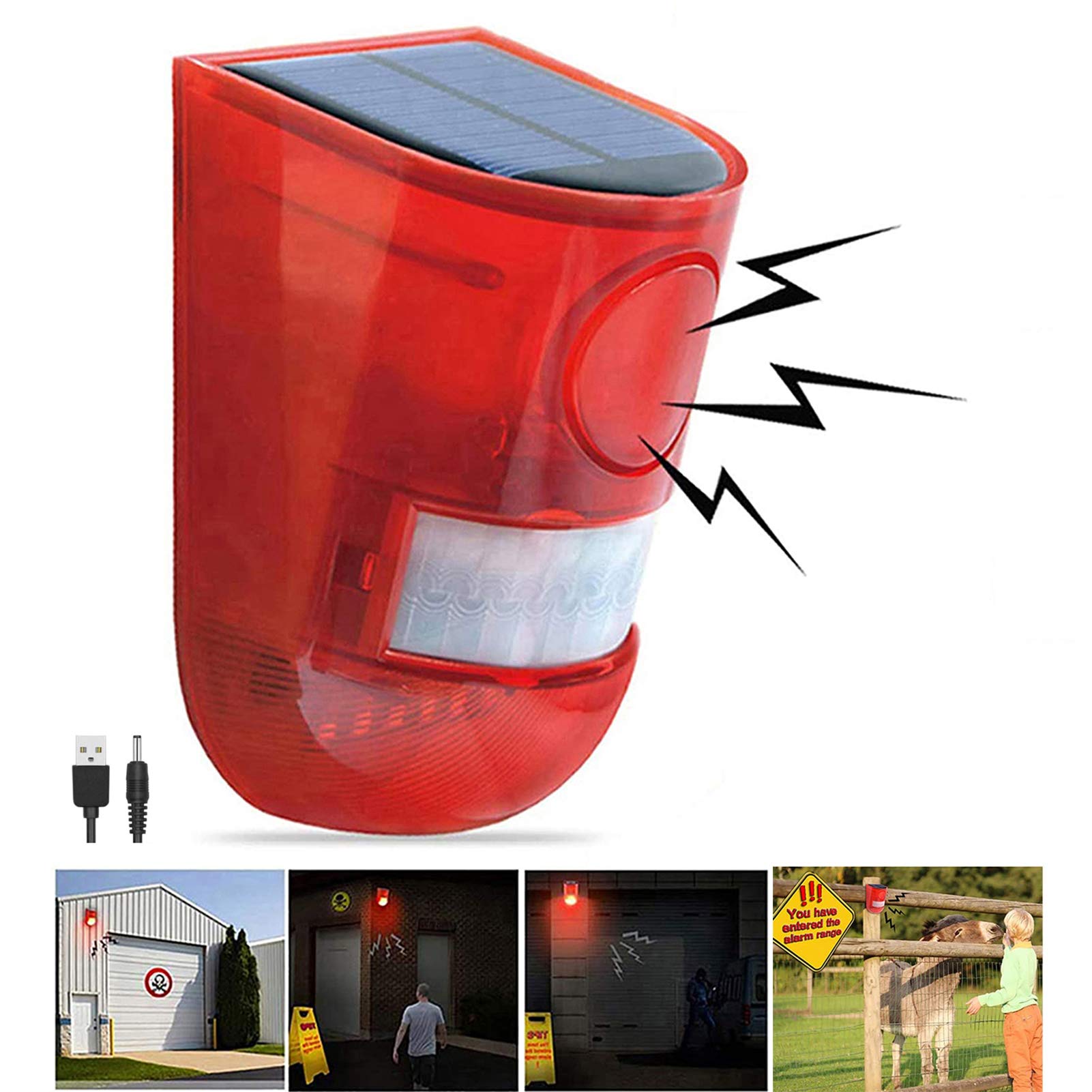Solar Sound & Light Alarm Motion Sensor 110 De... – Vicedeal