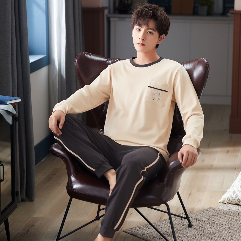 Xizou Winter Mannen Lange Mouwen Pyjama Plaid Leis... – Vicedeal