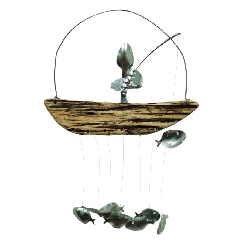 Fishing Man Wind Chime Spoon Fish Sculptures Windc... – Grandado