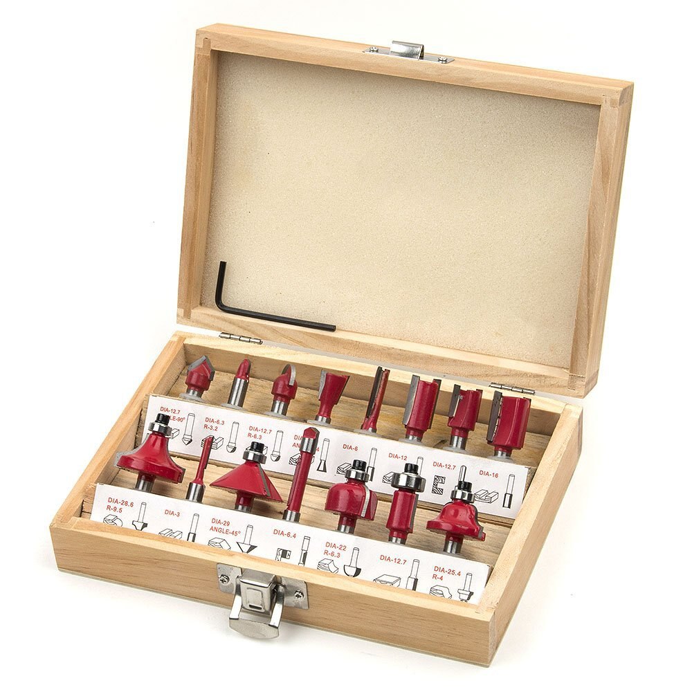 15pcs/set RED Woodworking Milling Cutters 1/4'... – Vicedeal