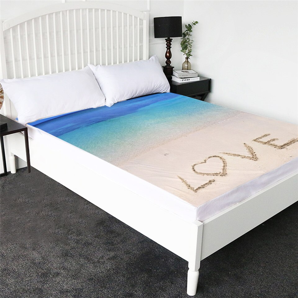 BeddingOutlet Sunset Fitted Sheet 3D Printed Beach... – Grandado