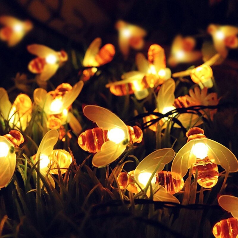 Solar Powered Honey Bee String Lights 30 LED Solar... – Grandado