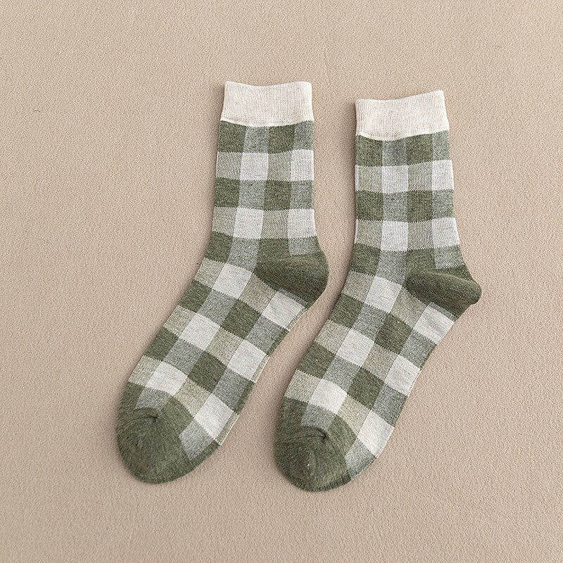 Classic Woman's Cotton Socks Plaid Women's Socks G... – Vicedeal