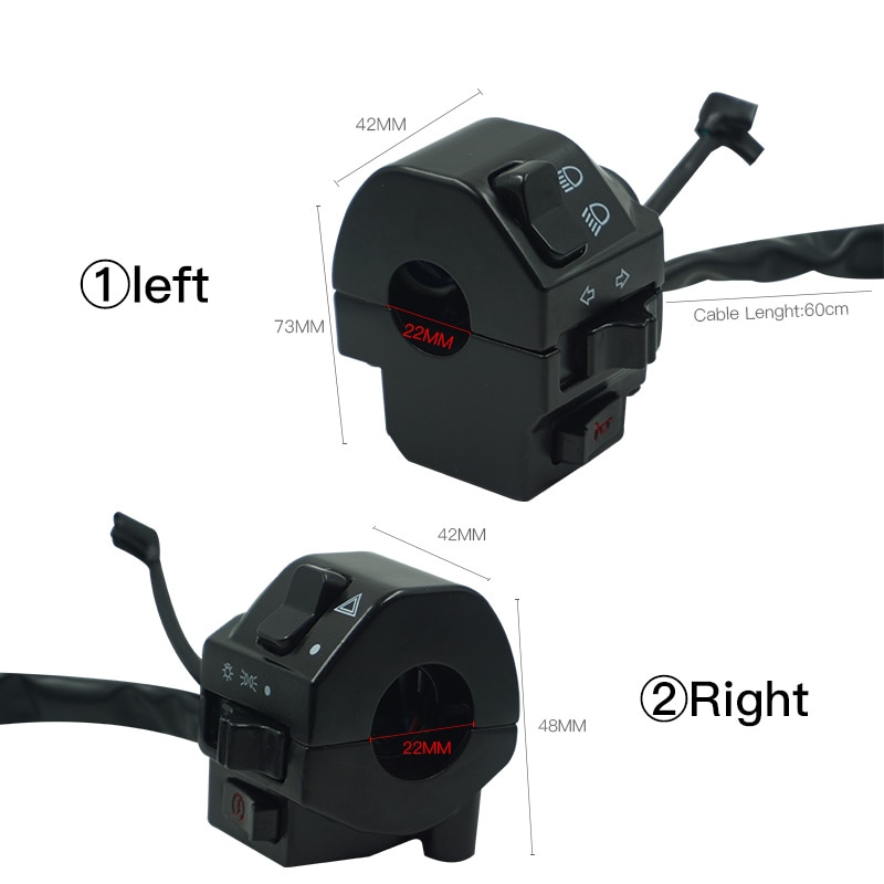 Black Universal Aluminum 7/8" 22MM Motorcycle Switch Handlebar Motorbike Horn Turn Signal ...