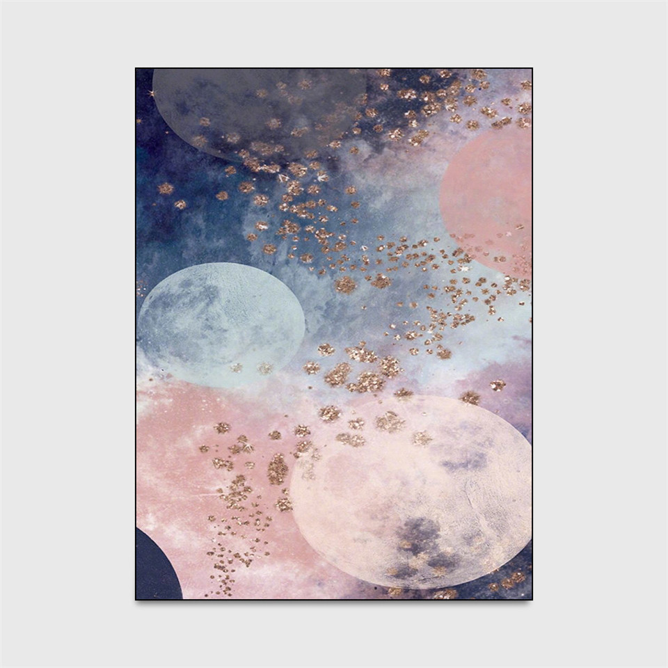 Korean Style Rug Rectangle Pink Blue Gold Moon Gir... – Vicedeal