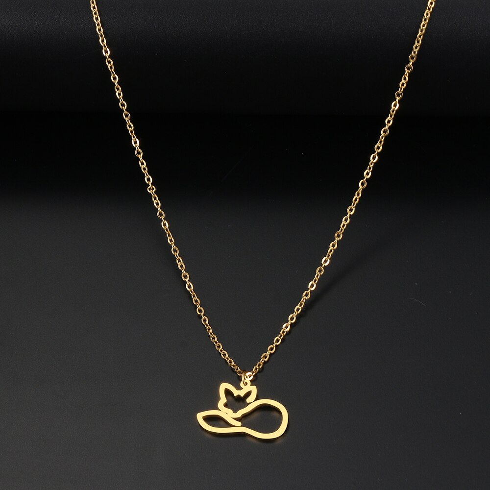 Edelstahl Halsketten Hohl Linie Fuchs Ebene Anhäng... – Grandado