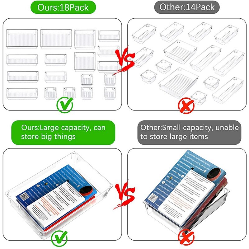 18PCS Separate Drawers Organiser System, Non-Slip ... – Grandado