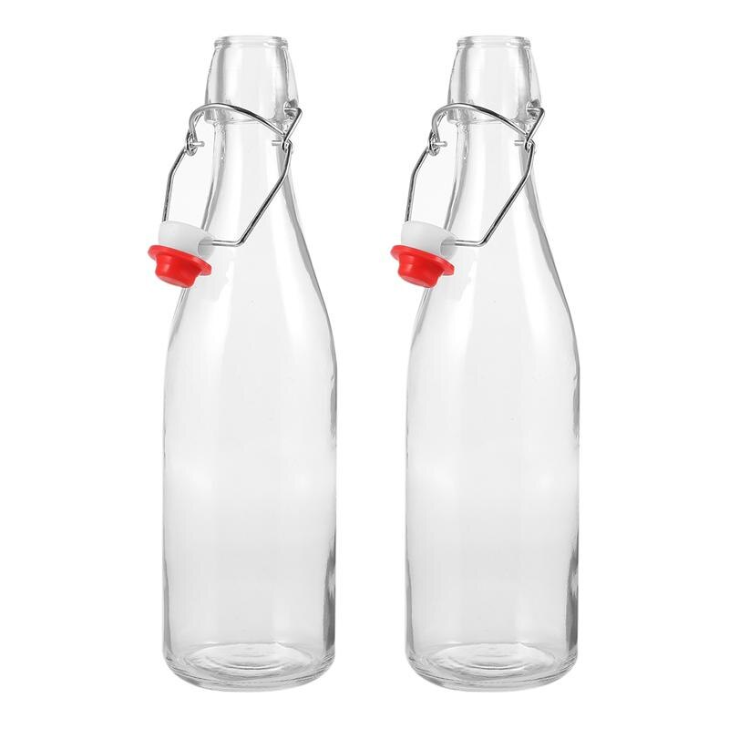2 Pcs 500Ml Transparant Glas Swing Top Bier Flesse... – Grandado