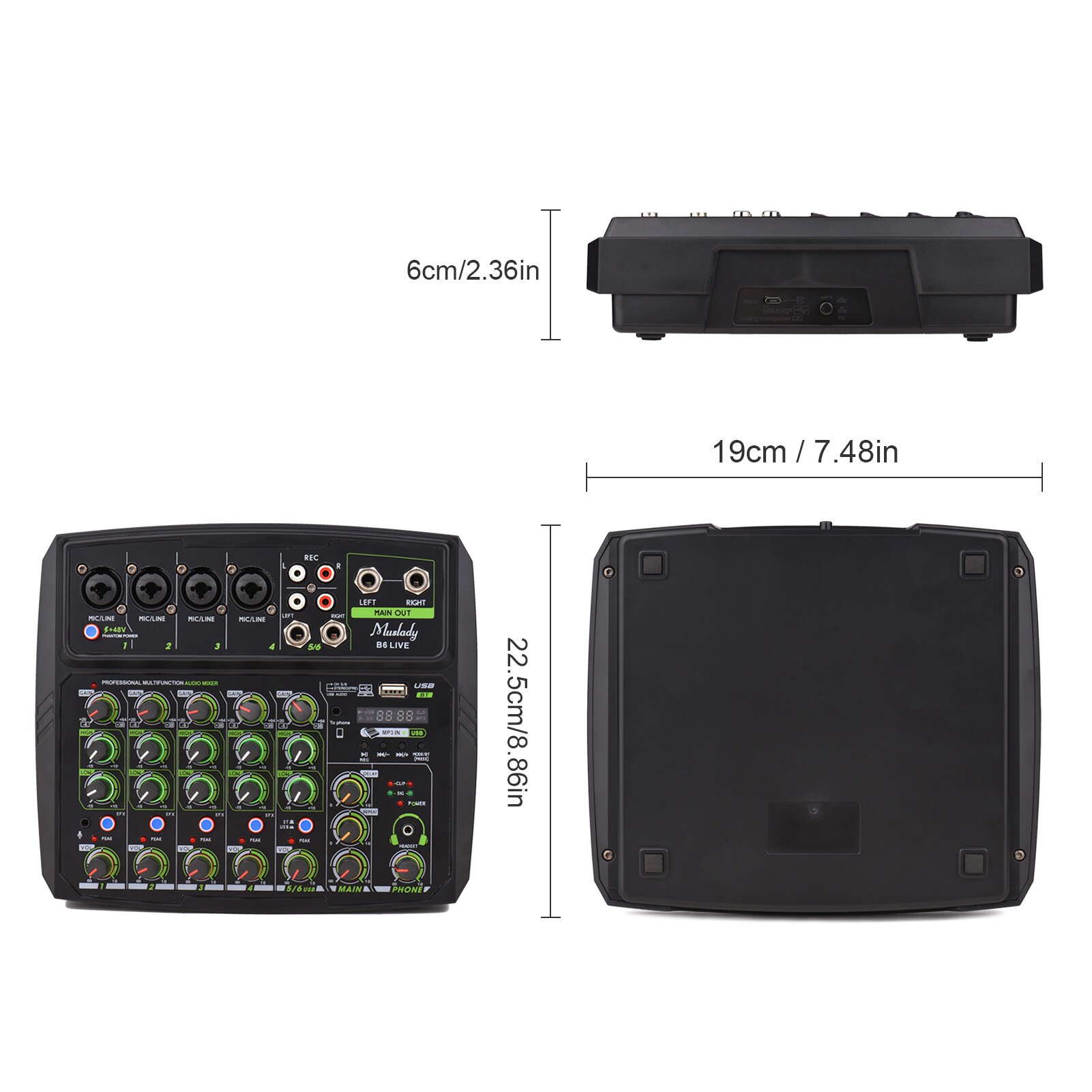 Muslady 4 / 6-Channel Audio Mixer Mixing Console L... – Vicedeal