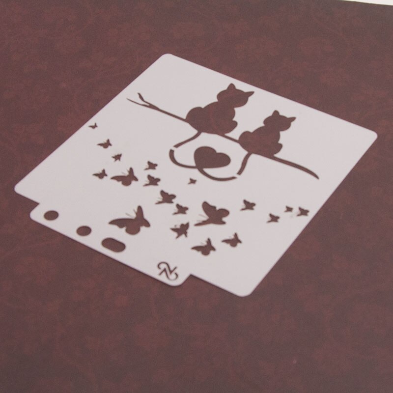 Cats Love Heart Craft Layering Stencils Wall Paint... – Grandado