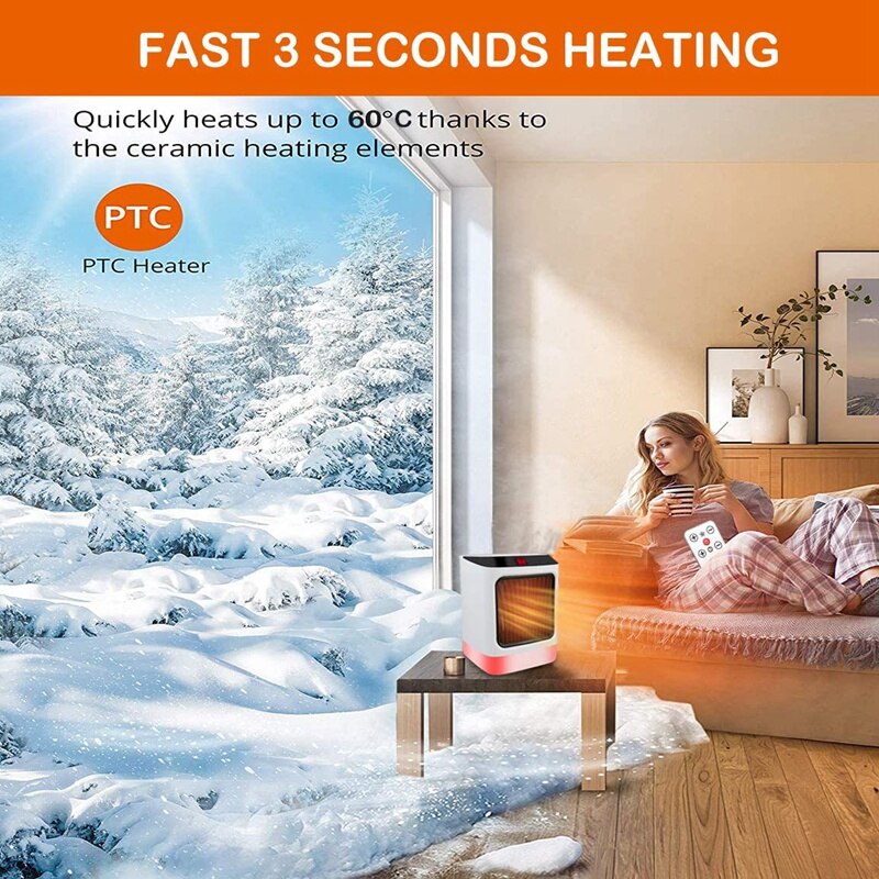 Portable Electric Fan Heater With Remote Control I... – Grandado