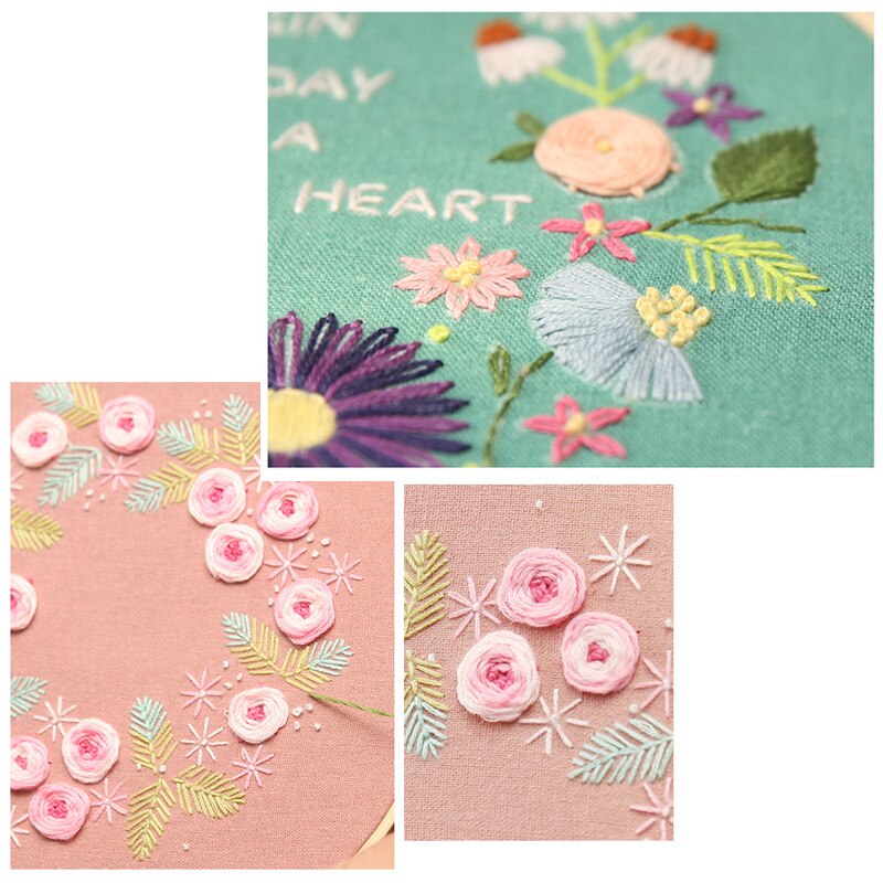 Easy Flower Printed DIY Embroidery Kit with Hoop N... – Grandado