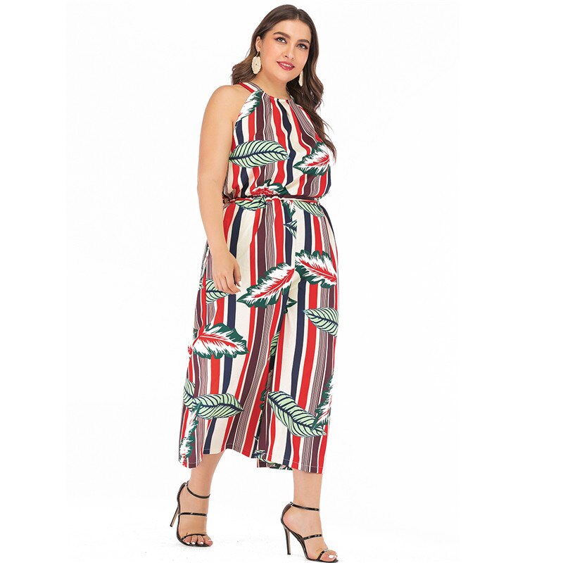 6xl Plus Size Jumpsuit Summer Women Halter Neck Sl... – Grandado