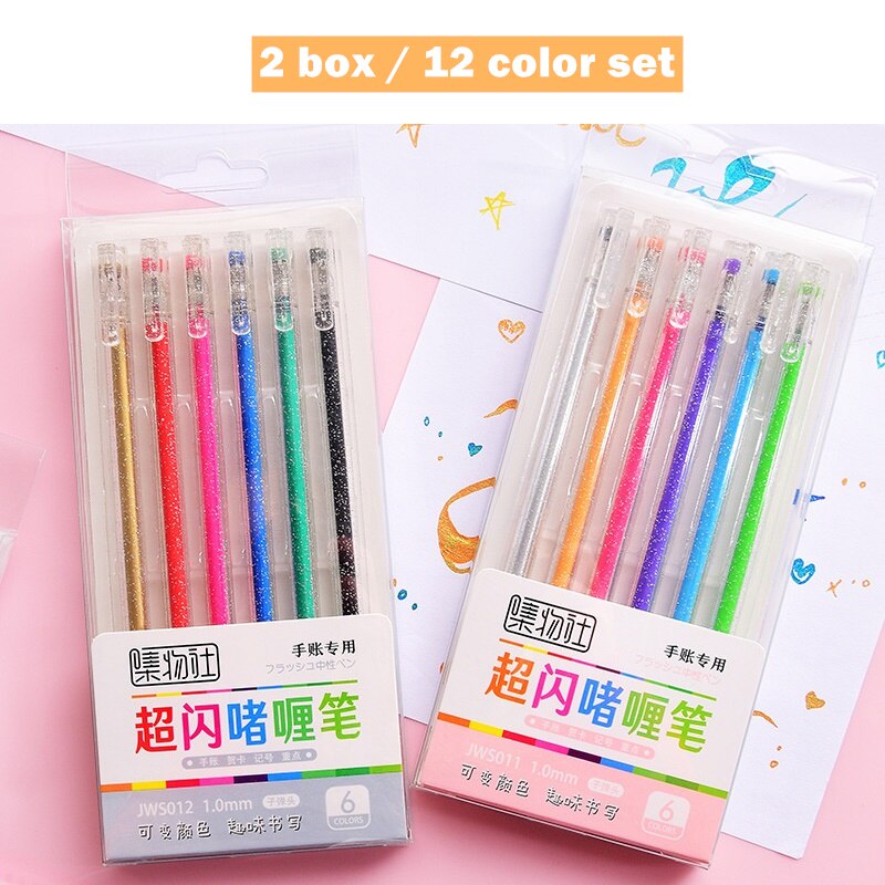 12 Bling kolor wyróżnienia brokat pióro artystyczn... – Grandado