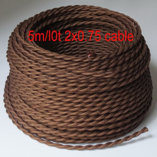 5m 2*0.75 Vintage cable Brown Twisted Cable Retro ... – Grandado