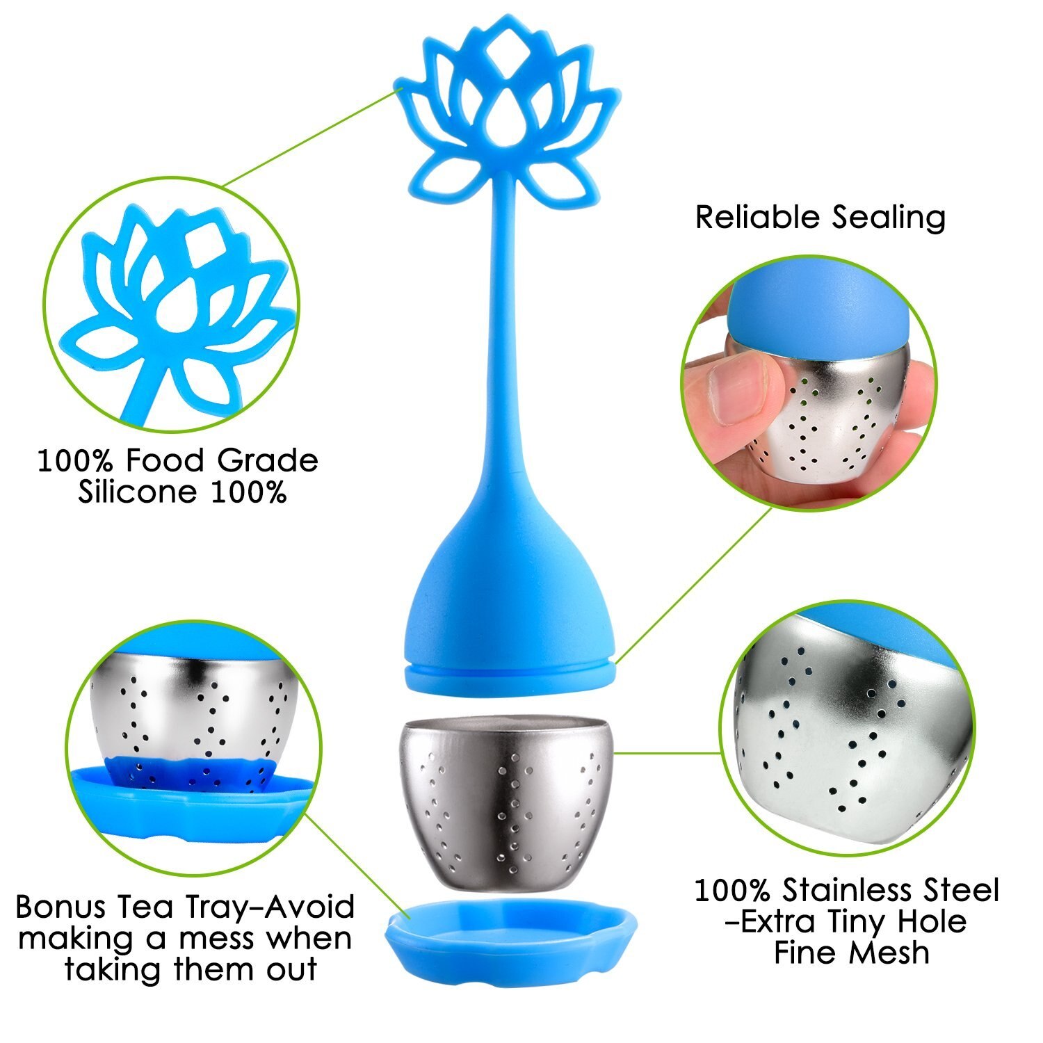 Silicone Tea Infuser Handle Stainless Steel Strain... – Grandado