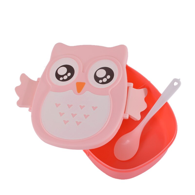 Lunch Box Cartoon Owl Food Container Cute W/ Compa... – Grandado