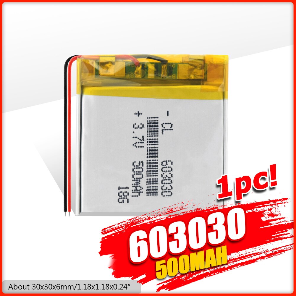 500mAh 3.7V rechargeable battery 603030 li polymer... – Grandado