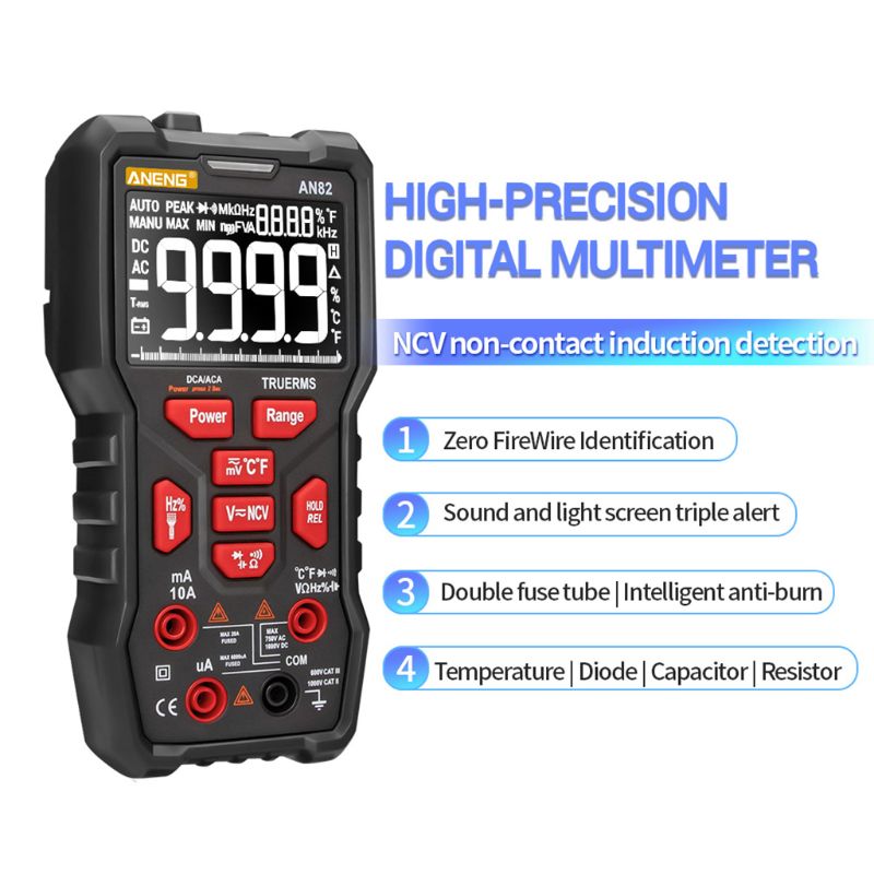 AN82 Digital Multimeter 9999 Tester DIY Transistor... – Grandado