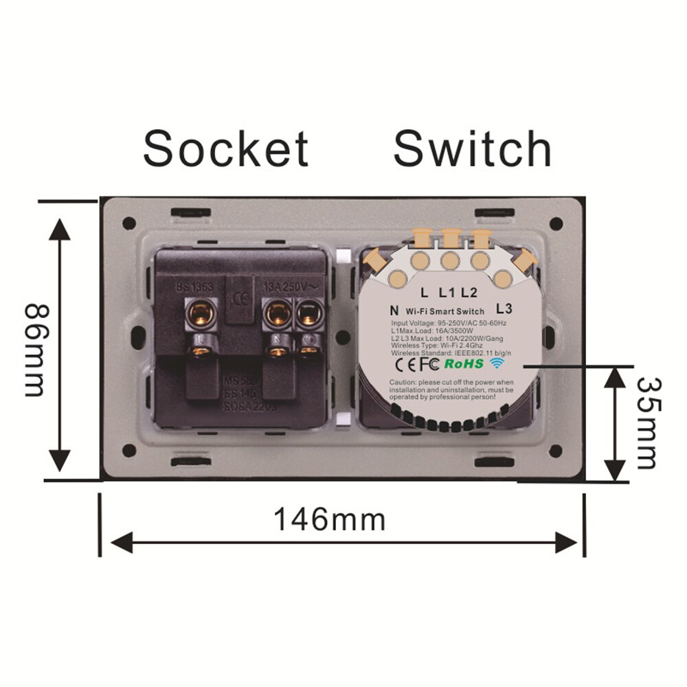 Wifi Smart Light Switch Wireless Wall Sockets Glas... – Grandado