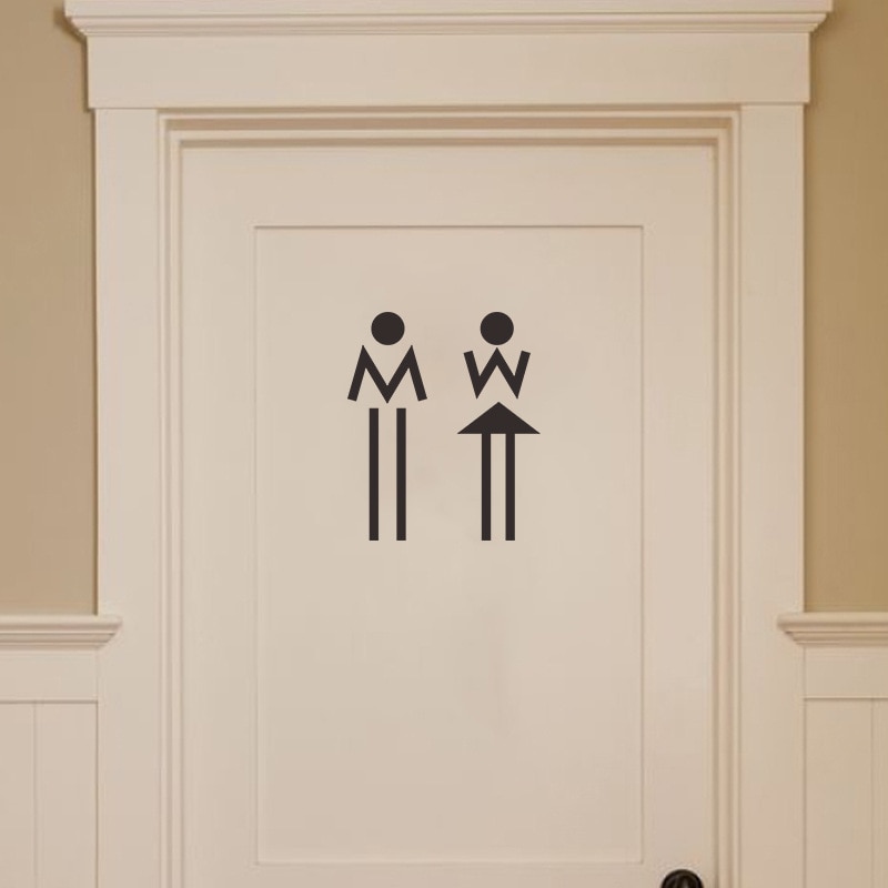 Man&Woman bathroom door sticker Toilet sign backgr... – Grandado