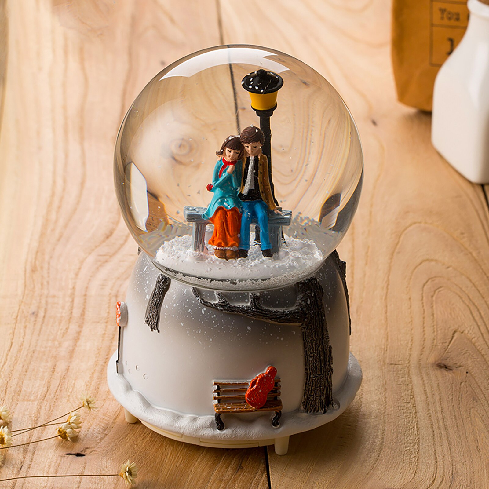 Couple Crystal Ball Music Box Musical Crystal Ball... – Vicedeal