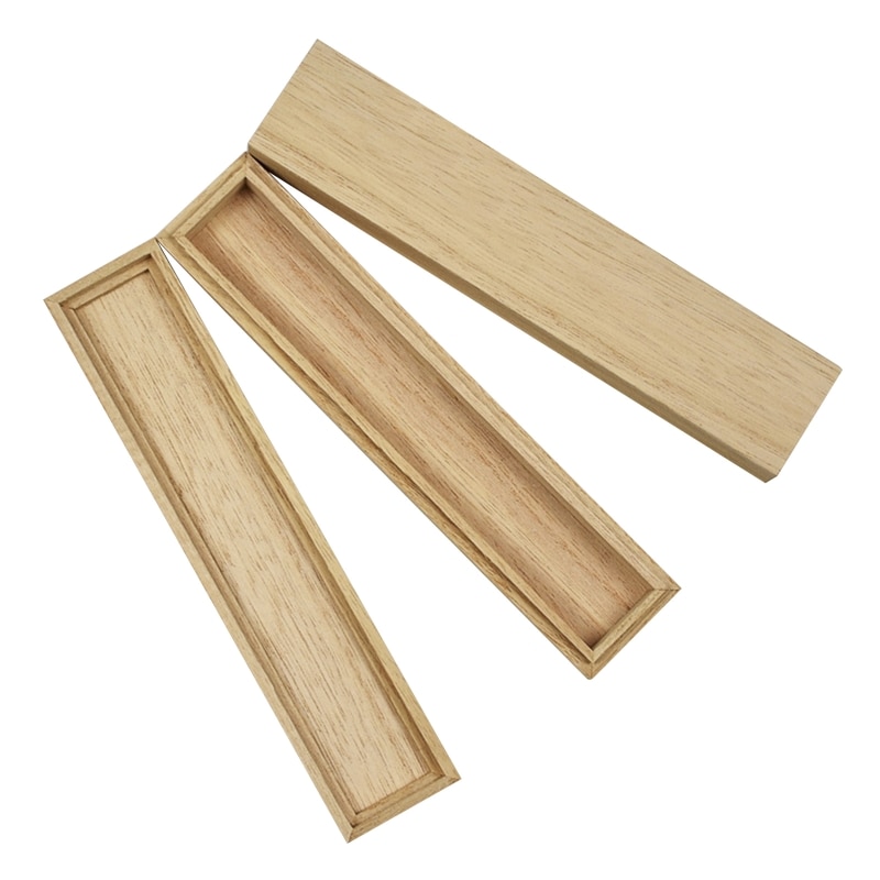 Vintage Pencil Case Unfinished Wood Craft Box Rect... – Vicedeal