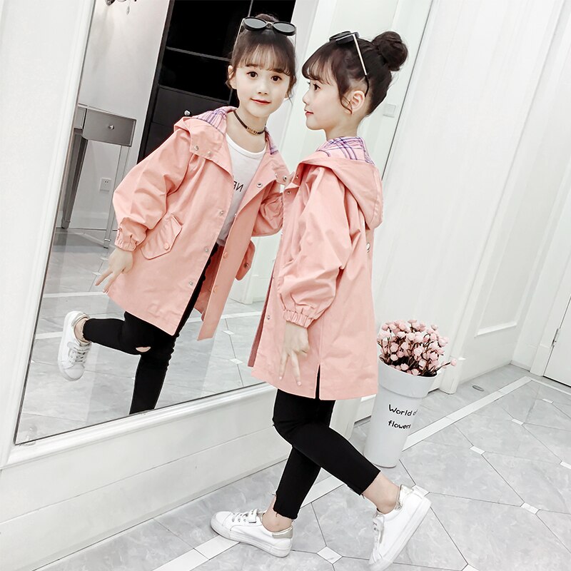 Trench Coats For Girls Teenage Hoodies Windbreaker... – Grandado