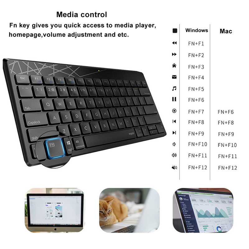 Original Rapoo 8000S 2.4GHz Wireless Mute Keyboard... – Vicedeal