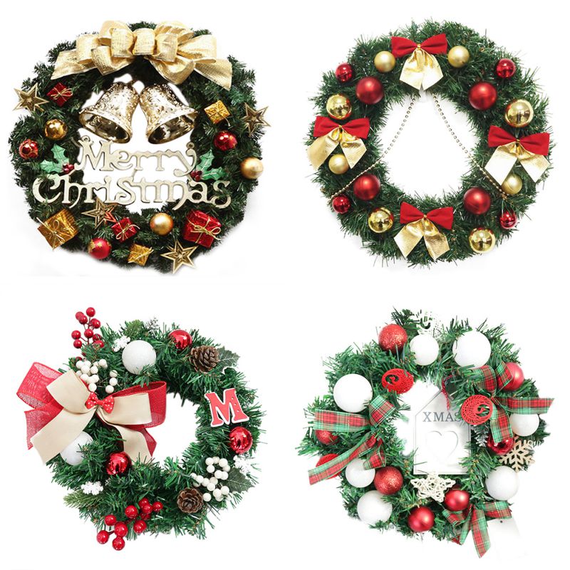 Christmas Wreath Christmas Tree Round Ring Handcra... – Grandado