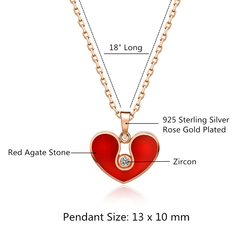 Red Heart Pendant Necklace Love Jewelry For Women ... – Grandado