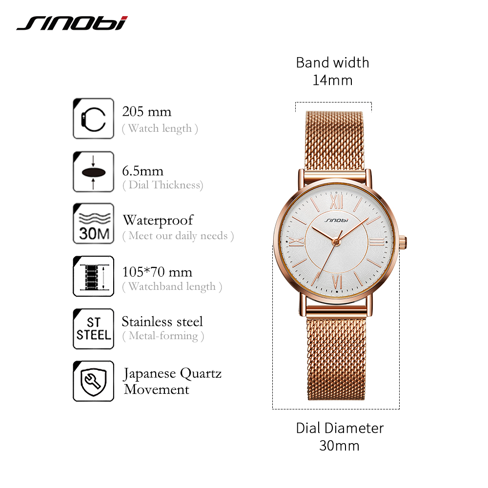 Sinobi Women's Wristwatch Luxury Classic Golde... – Grandado