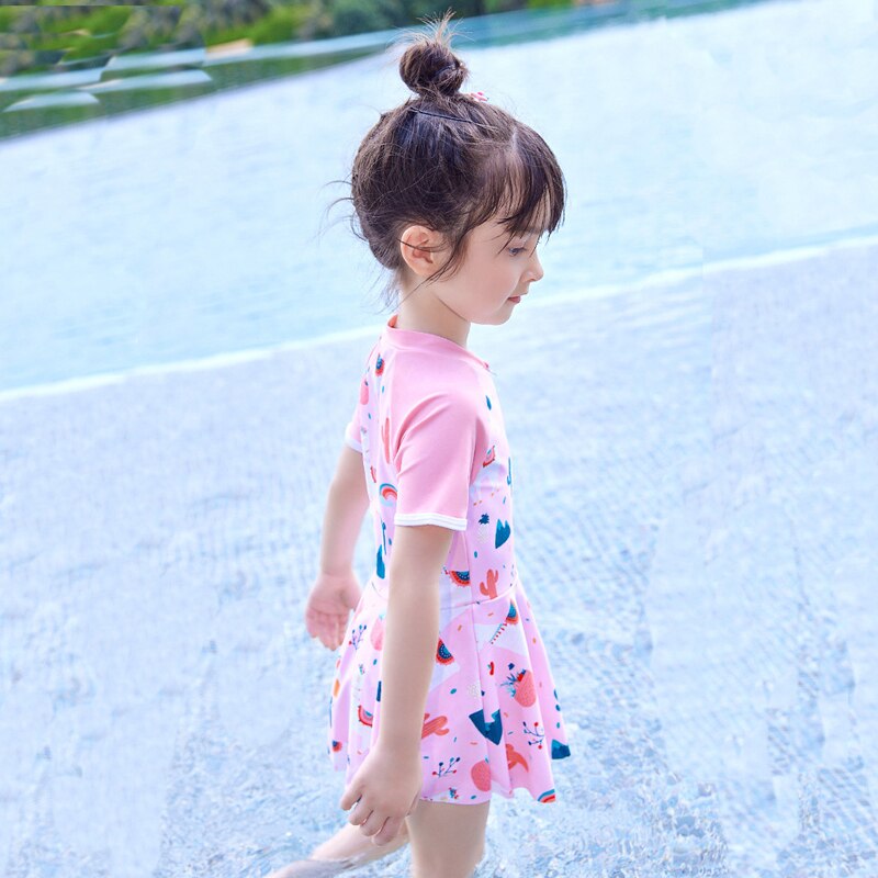 Short Sleeve Front Zipper Cute Kids Swimwear For G... – Vicedeal