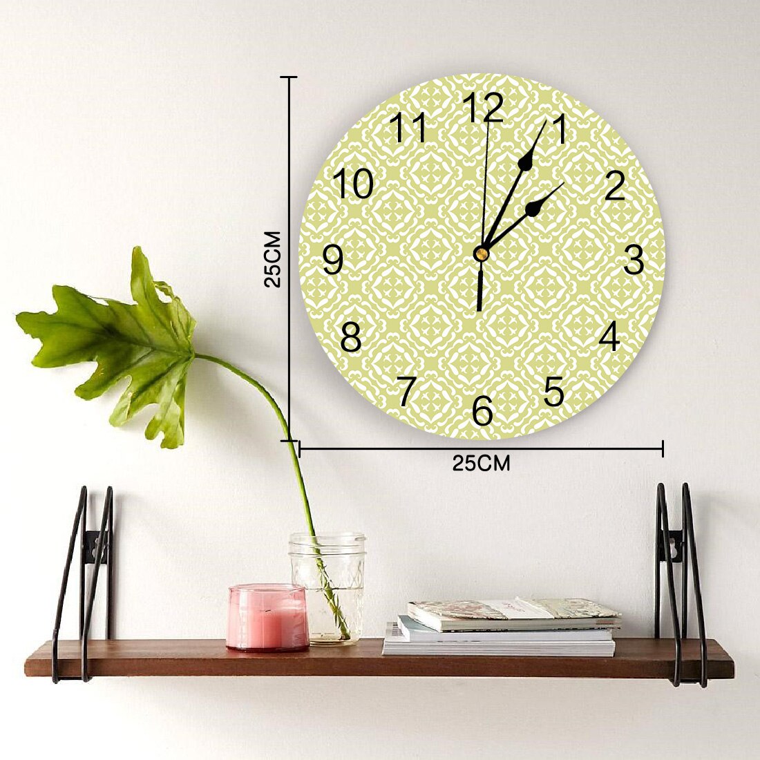 Green Texture Pattern Wallpaper PVC Wall Clock Hom... – Grandado