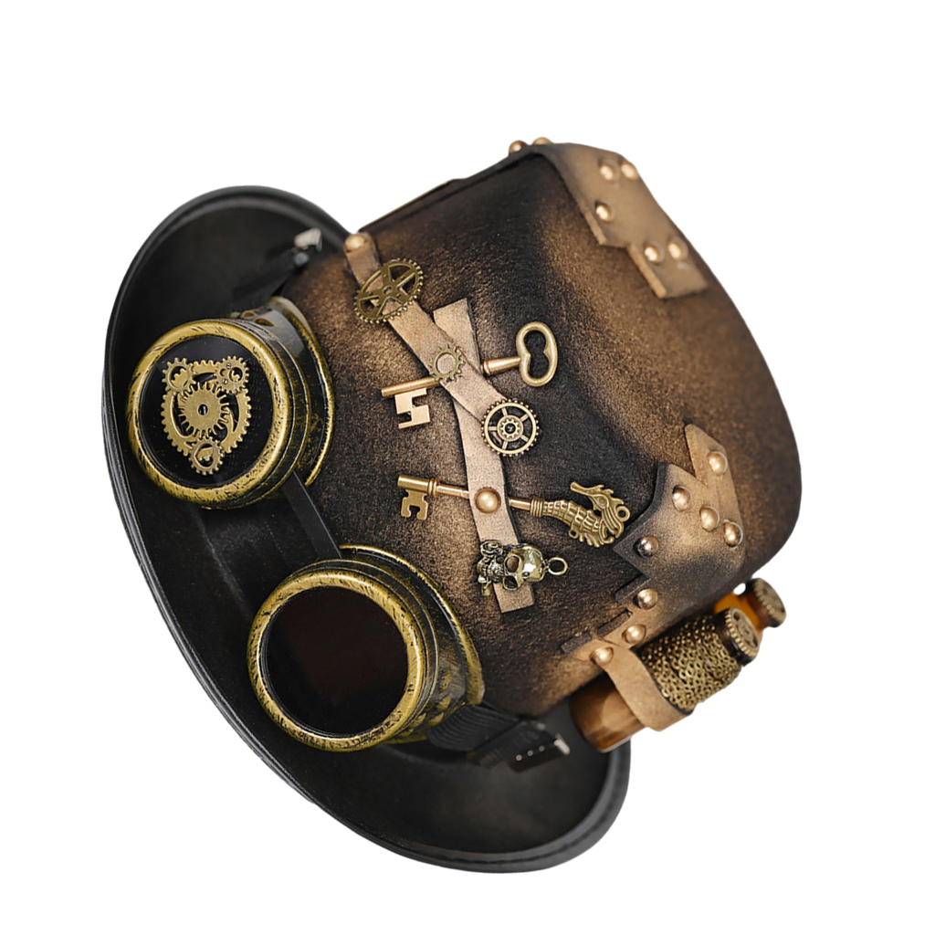Vintage Steampunk Gear Bril Bloemen Zwart Top Hoed... – Grandado
