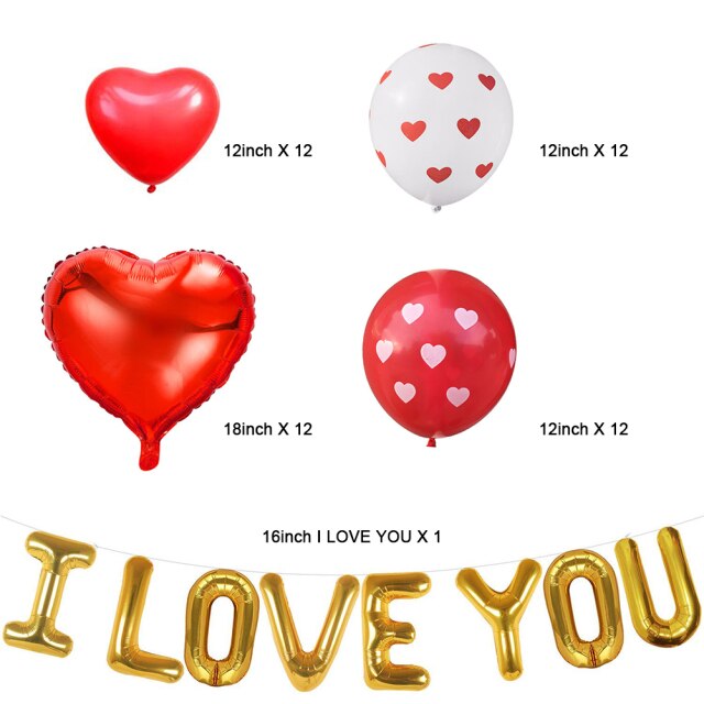 Valentijnsdag Ballonnen Set Hart Folie Latex Ballo... – Grandado