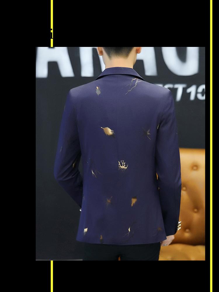 Youth Slim Blazer Men Casual Spring Print Blazer – Grandado