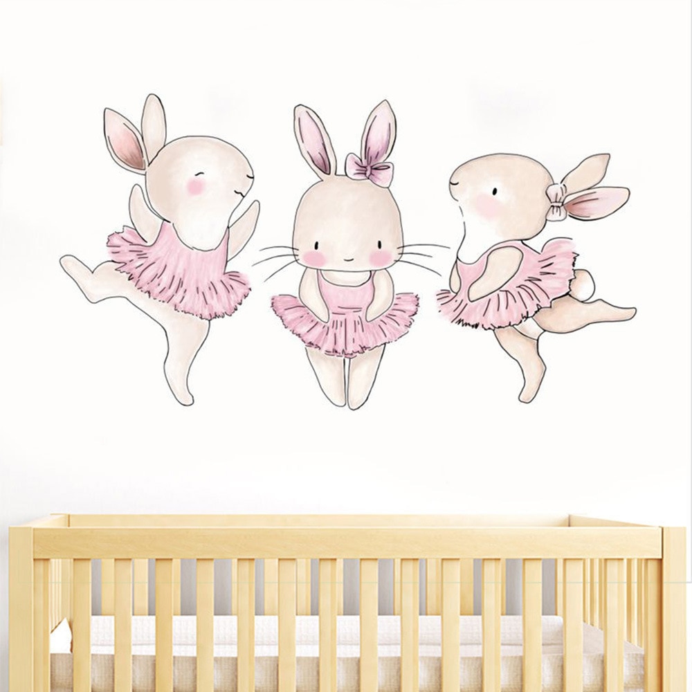 Cartoo Wall Stickers for Girls room Dancing Rabbit... – Grandado