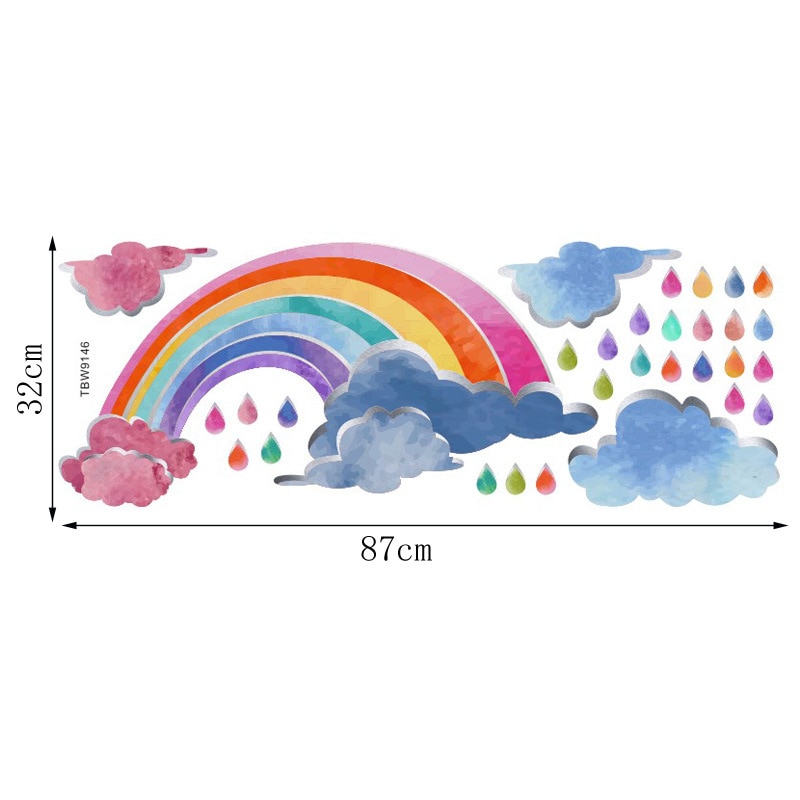 Spray-Print Ins Watercolor Rainbow Clouds Rain Wal... – Grandado