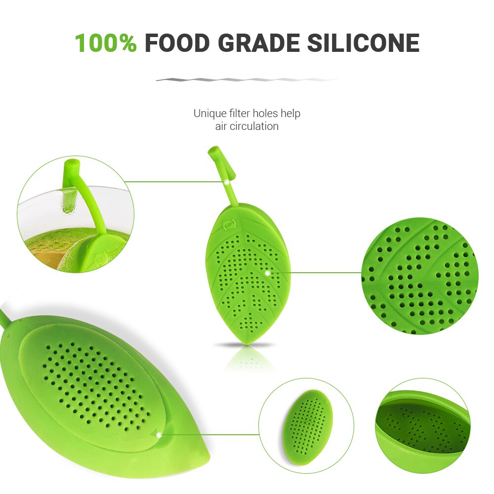 Silicone Thee-ei Creatieve Bladeren Shaped Grappig... – Grandado