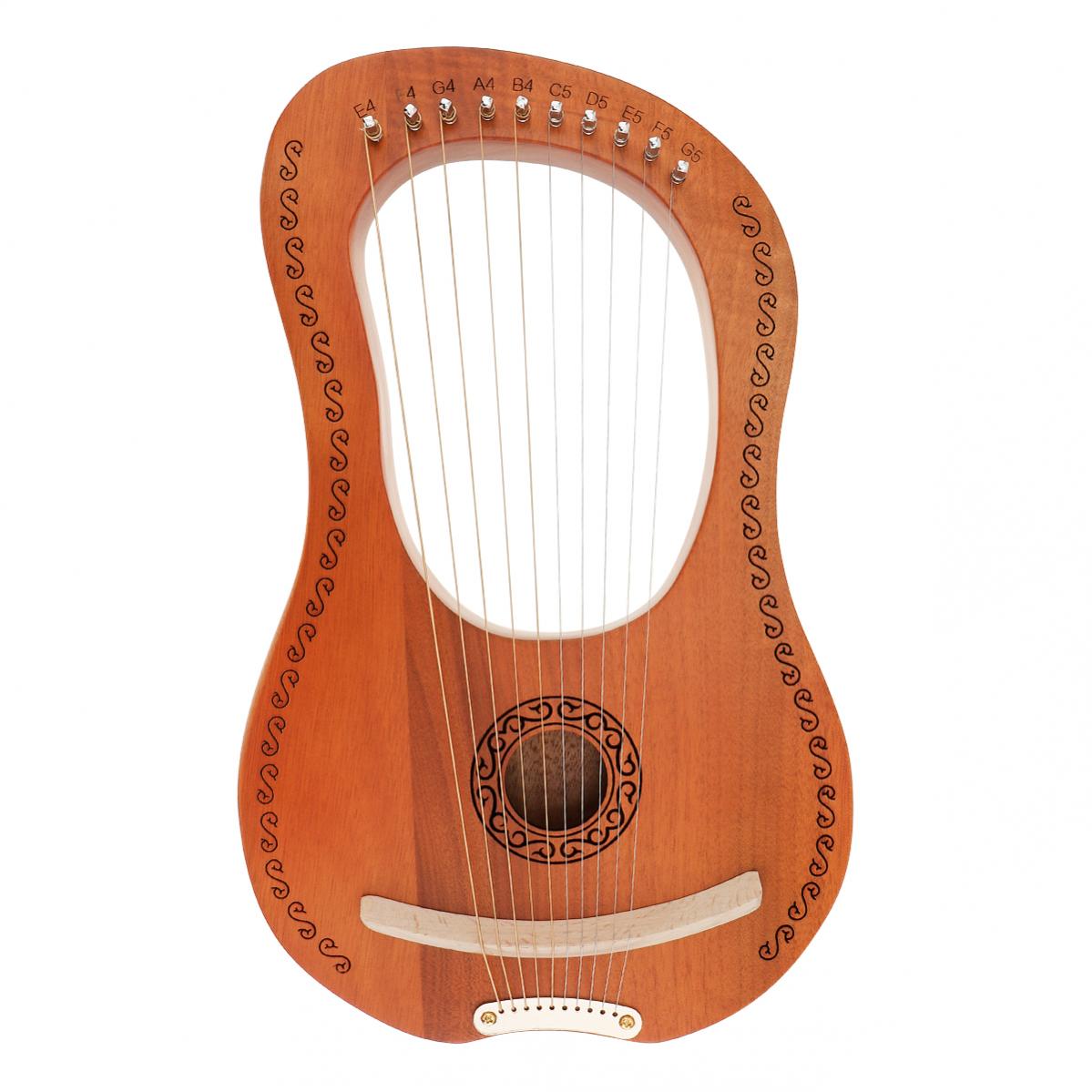 10 String Lyre Harp Solid Mahogany Wood Carving Re... – Vicedeal