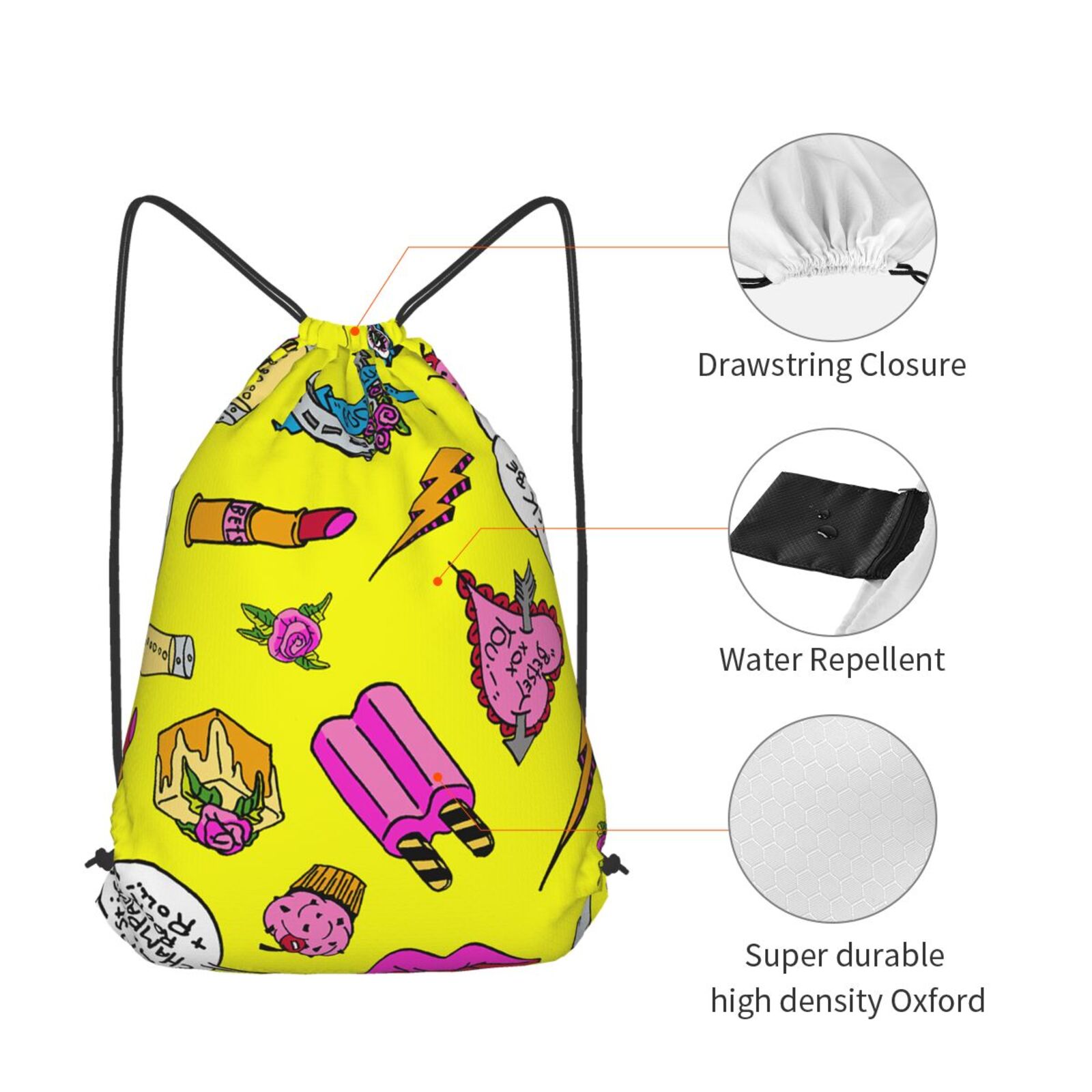 Pop Art Drawstring Backpack Bag Cinch Bag Sports B... – Vicedeal