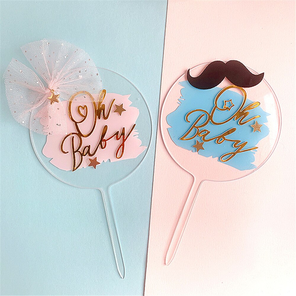 Cake Decoration Acrylic Blue Pink Knot Bread Oh Ba... – Grandado
