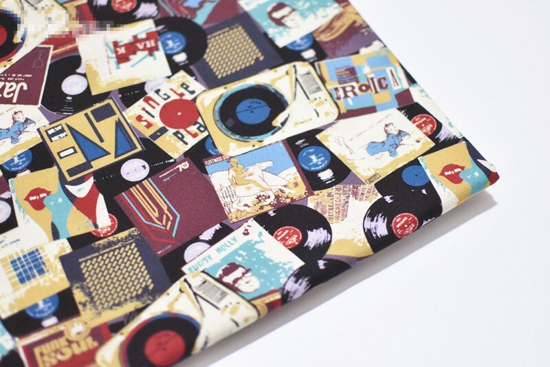 Original Vintage Camera Vinyl Record Cotton Fabric... – Grandado