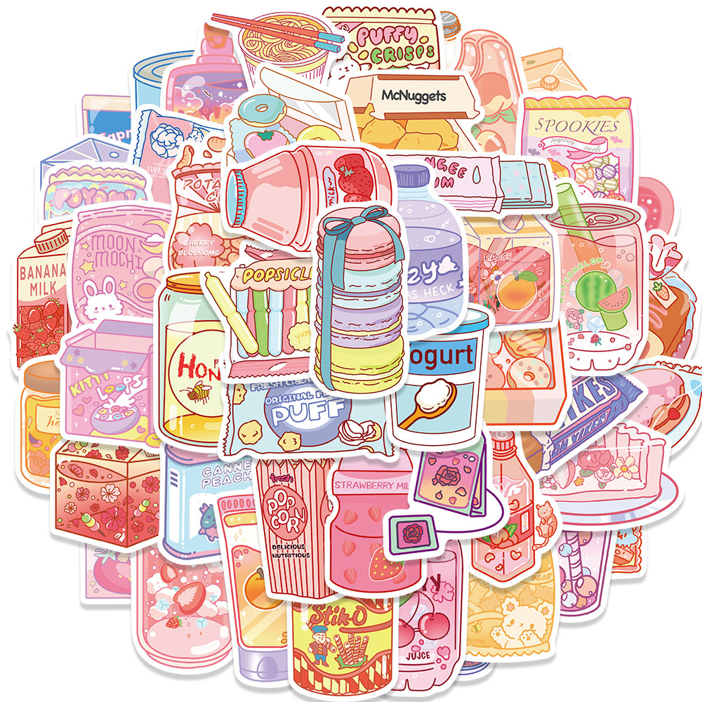 50PCS Ins Style Snack Stickers, DIY Decorative Wat... – Grandado
