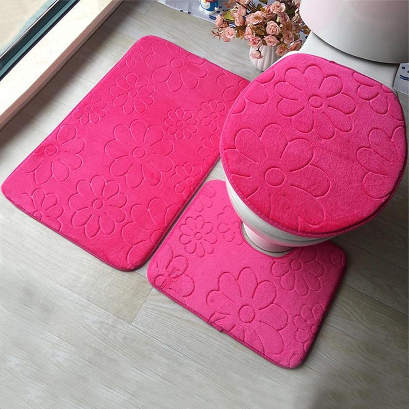 3Pcs/set Bathroom Mat Set Flannel Anti-Slip Kitche... – Grandado