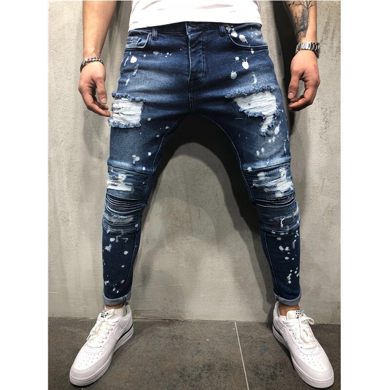 Men Gradient Color Ripped Jeans Men Casual Slim Fi... – Vicedeal