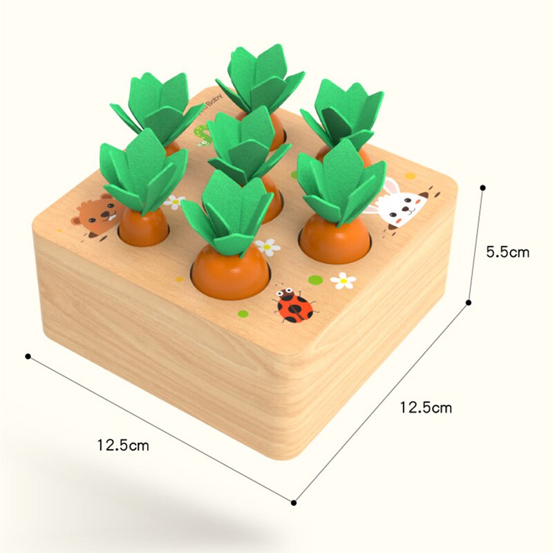Children Wooden Block Pulling Carrot Toys Kids Spe... – Grandado