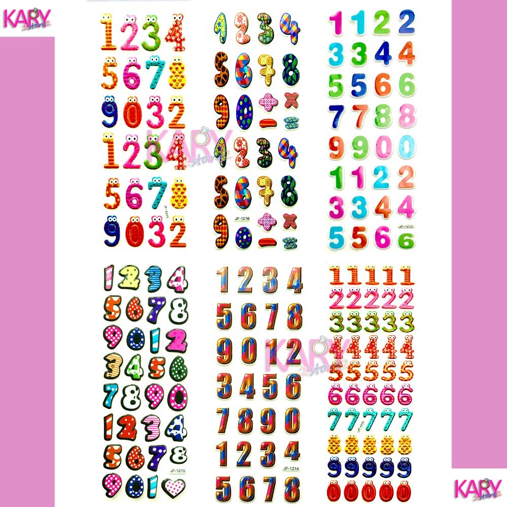 6 Sheets Cute Kawaii Numbers Letter Symbol Scrapbo... – Vicedeal